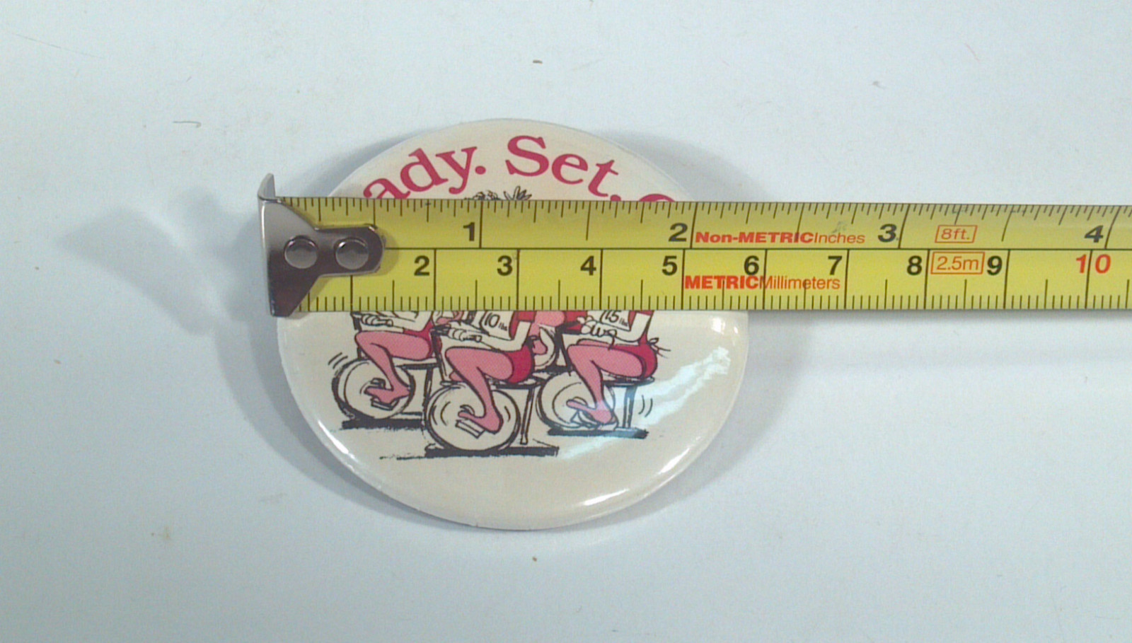 Vintage Ready Set Go Weight Loss Pin 2.25" Button Exercise Bike Class ...