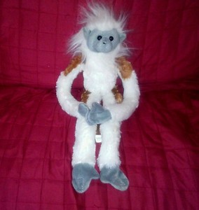 Wild Republic MONKEY White Gray Brown 20in Soft Plush 2016 Hands Fasten ...