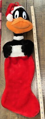 Vintage 1990 Stuffed Plush Santa DAFFY DUCK Christmas Stocking 26"-with ...