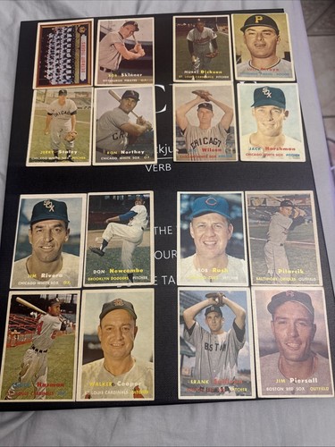 Vintage Baseball Card Collection Featuring MLB Legends 1957 Tops 16 ...
