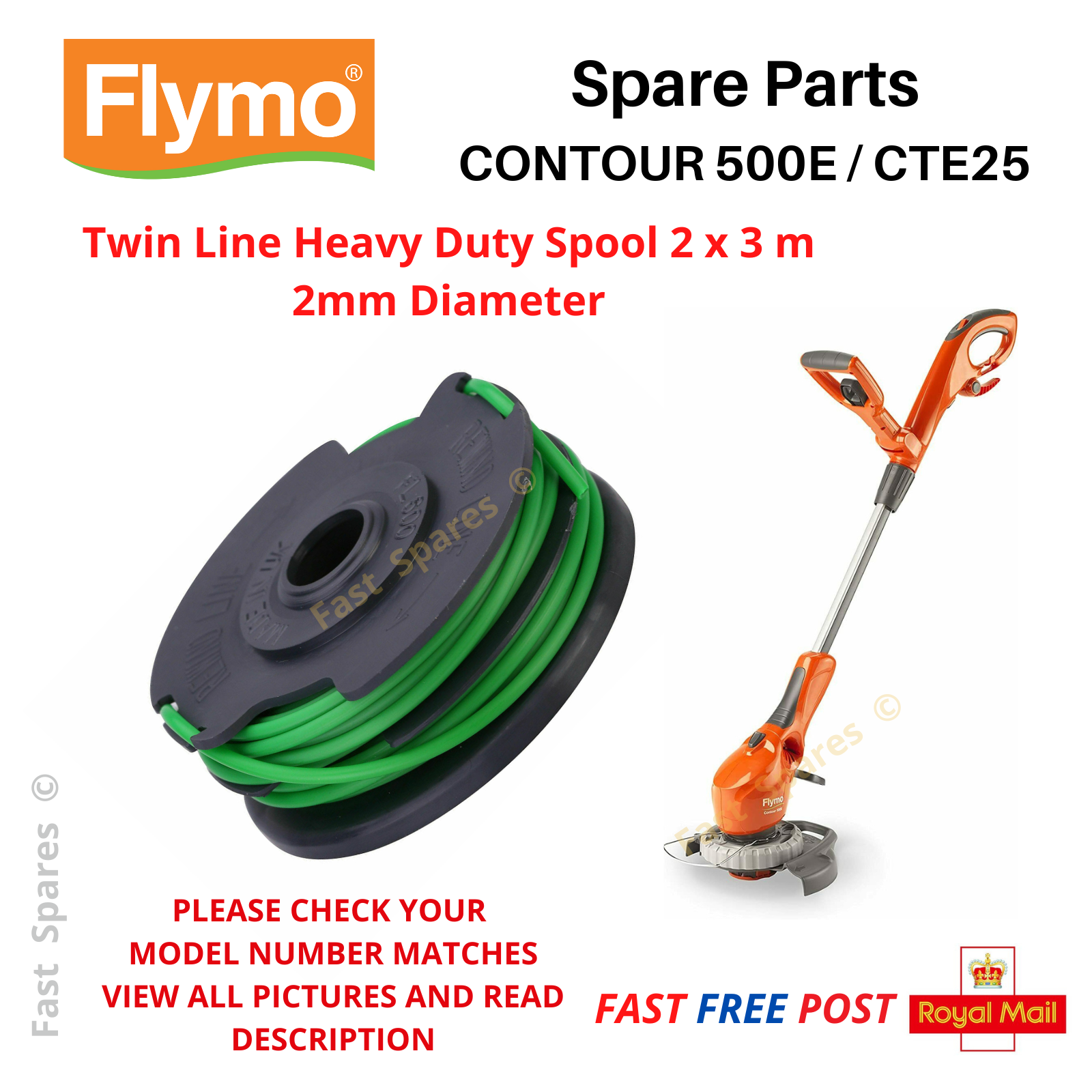 FLYMO Contour 500E CTE25 Trimmer Strimmer - All Spare Parts FAST POST ...