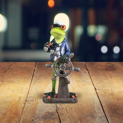 7.5"H Frog Captain Steering & Holding Binoculars Figurine Home Decor ...