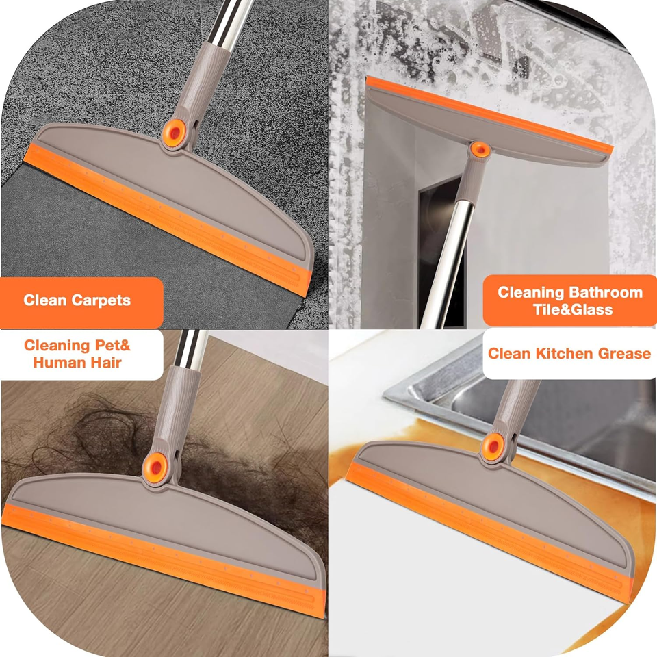 Silicone Air Broom Long Handle Adjustable Rubber Squeeze Broom Sweeping ...