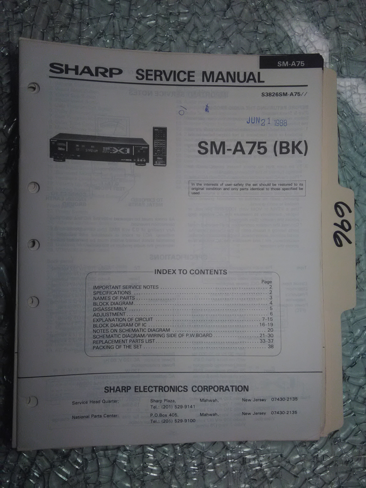Sharp sm-a75 service manual original repair book stereo amp amplifier ...