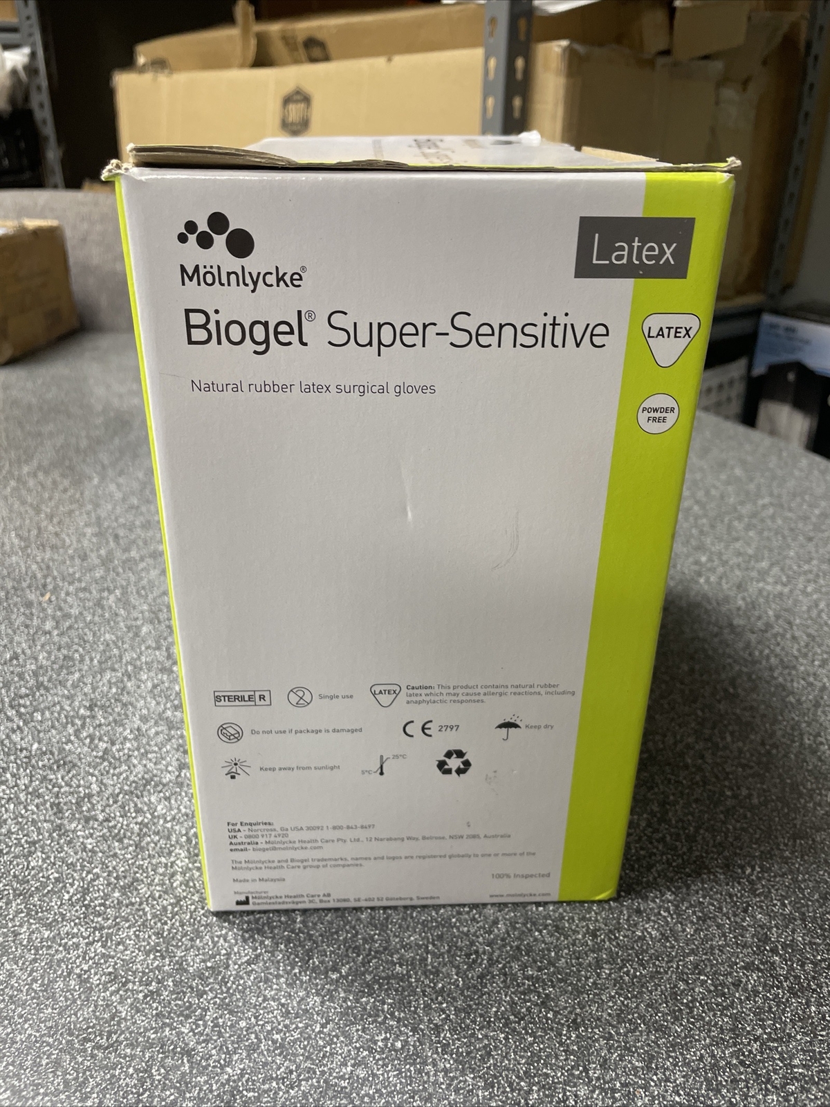 MOLNLYCKE Biogel Super-Sensitive Latex Gloves SZ 8 50 Pairs 82580 Exp ...