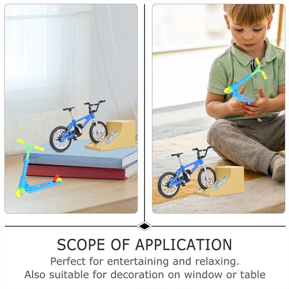 2 Sets Mini Finger Toy Finger Bike Scooter Ramp Fingertip Sports Toy ...