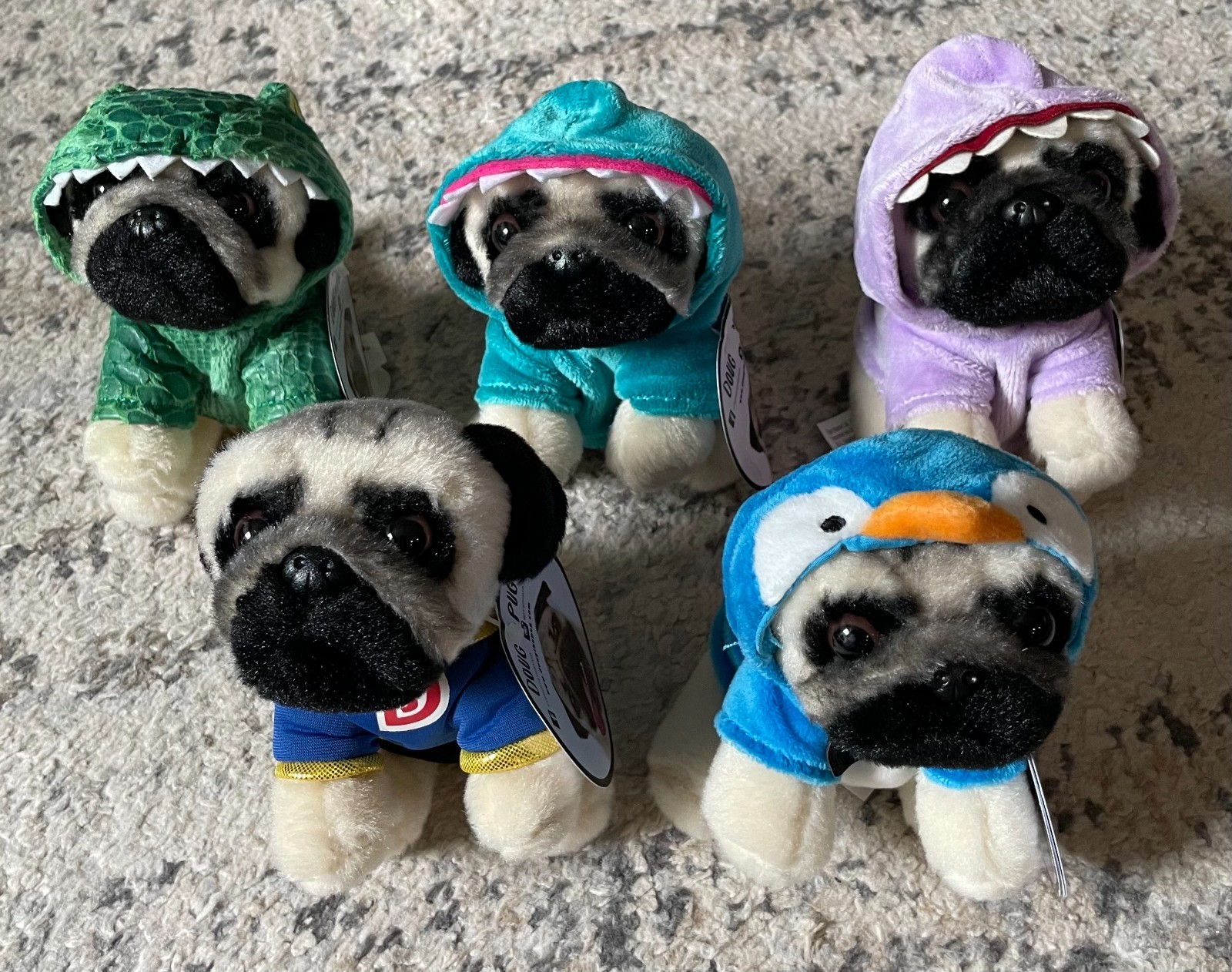 Doug the Pug Plush Lot NWT Penguin Dinosaur Lilac Teal Shark Super Doug ...