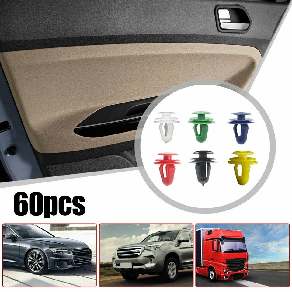 60PC Car Door Panel Clips Fixing Fastener Hole Door Panel Card Rivet ...