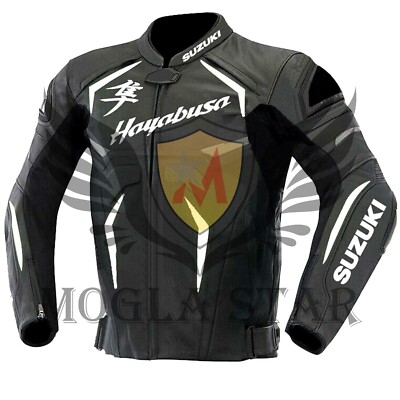 Motorcycle Leather Jacket Racing Biker Leather HAYABUSA SUZUKI ...
