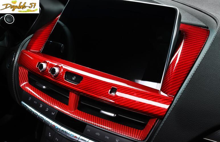 Red Carbon Fiber Middle Console Navigation Panel Trim For Cadillac CT5 ...
