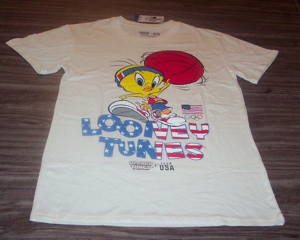 WB Looney Tunes TWEETY BIRD Basketball TEAM USA OLYMPICS T-Shirt SMALL ...