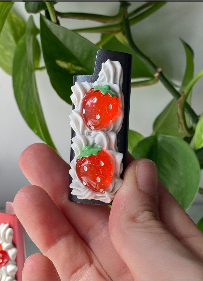 Black Strawberry Lighter Case for mini bic COMES WITH LIGHTER | eBay