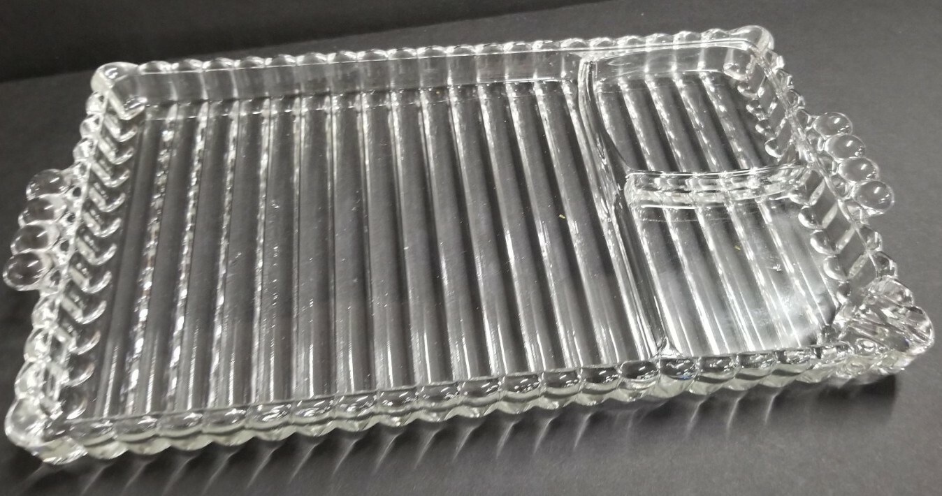 Vintage 1930s Hazel Atlas Snack, Sip & Smoke Clear Glass Tray W Cup ...