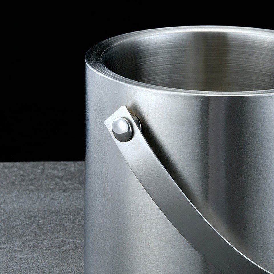 Double Wall Stainless Steel Insulated Ice Bucket with Lid Ice Cube ...