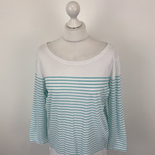 Hush Striped Top Blue & White 3/4 Sleeves Sz 8 UK Ladies | eBay