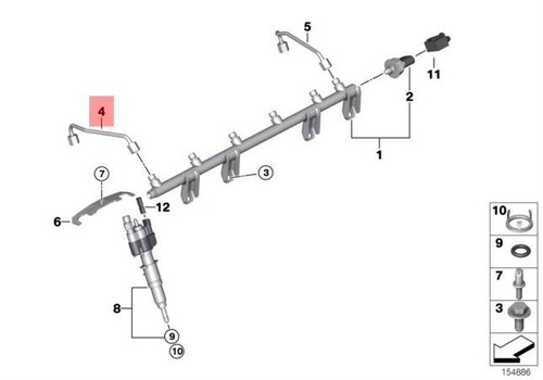 Genuine BMW E60N E61N E63N E71 High Pressure Distributor Pipe OEM ...