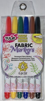 Tulip Writer Permanent Fabric Markers 6 Pack of Primary Colors Fine ...