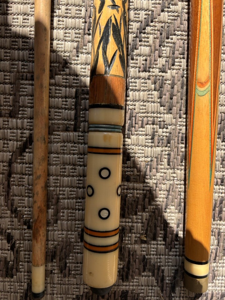 Vintage Inlaid Pool Cue Sticks | eBay
