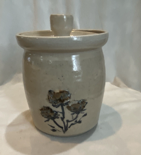 Hand Made s signed Helen 3D Stoneware Pottery Lidded Crock Jar Candle ...