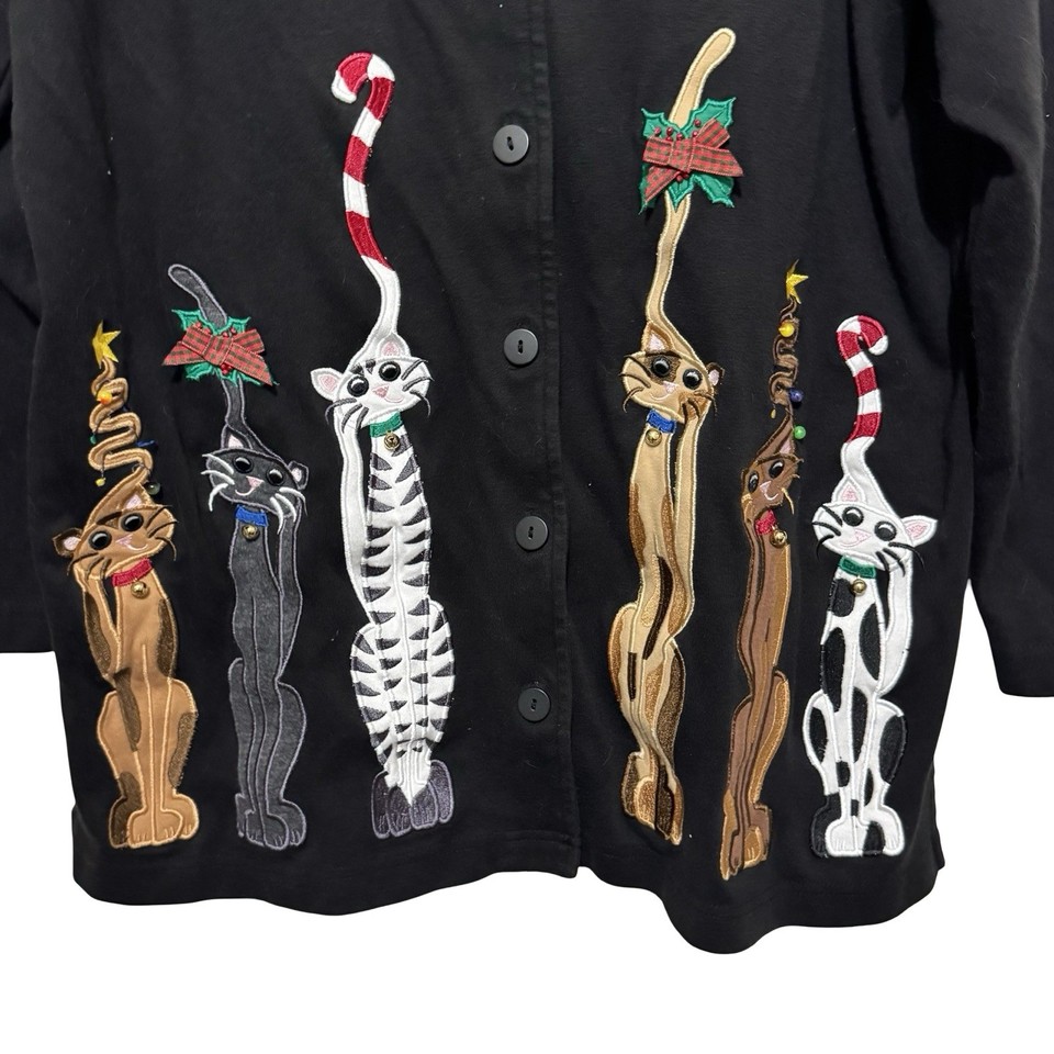 Vintage 90s Bechamel Cat Lady Sweater Christmas Kittens Medium Cotton ...