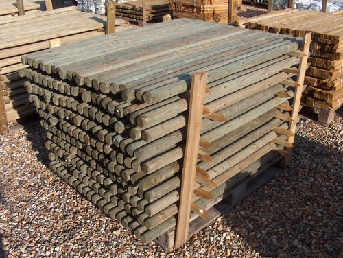 15 x Wooden Fence Posts 1.5m tall x 50mm (2") dia. pressure treated ...