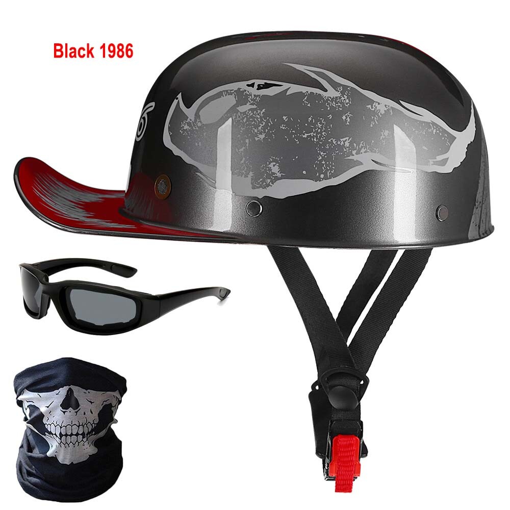 Motorcycle Half Helmet Open Face Retro Baseball Cap Scooter Moped Jet ...
