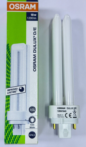 2x 18W OSRAM Dimmable G24q-2, 4 pin 4000K Low Energy CFL PLC Light Bulb ...