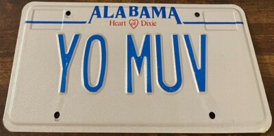 YO MUV Vanity License Plate Alabama Movie Move Yo Move Your Move | eBay
