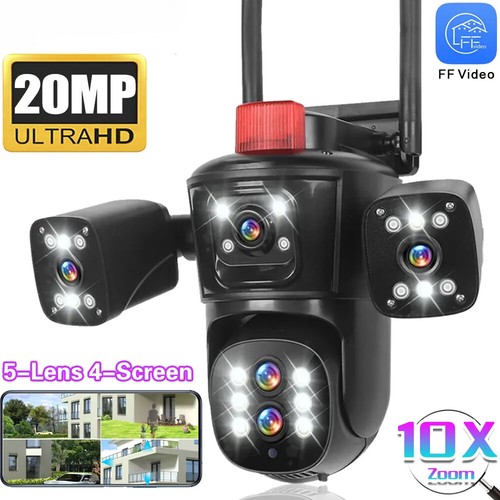 10K 20MP Surveillance Night Vision Cameras 4 -Screens 5-Lens WIFI IP ...