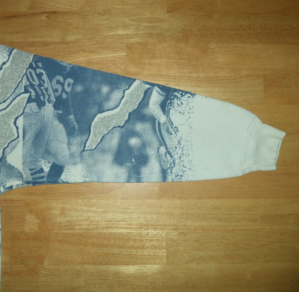 Vintage All Over Print AOP Football Blue & White Sweatshirt *READ FOR ...