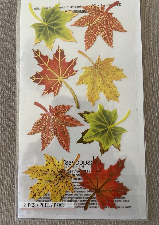 Sheet Of Sticko “Maple Leaves” Stickers~Includes 8 Stickers~Brand New ...