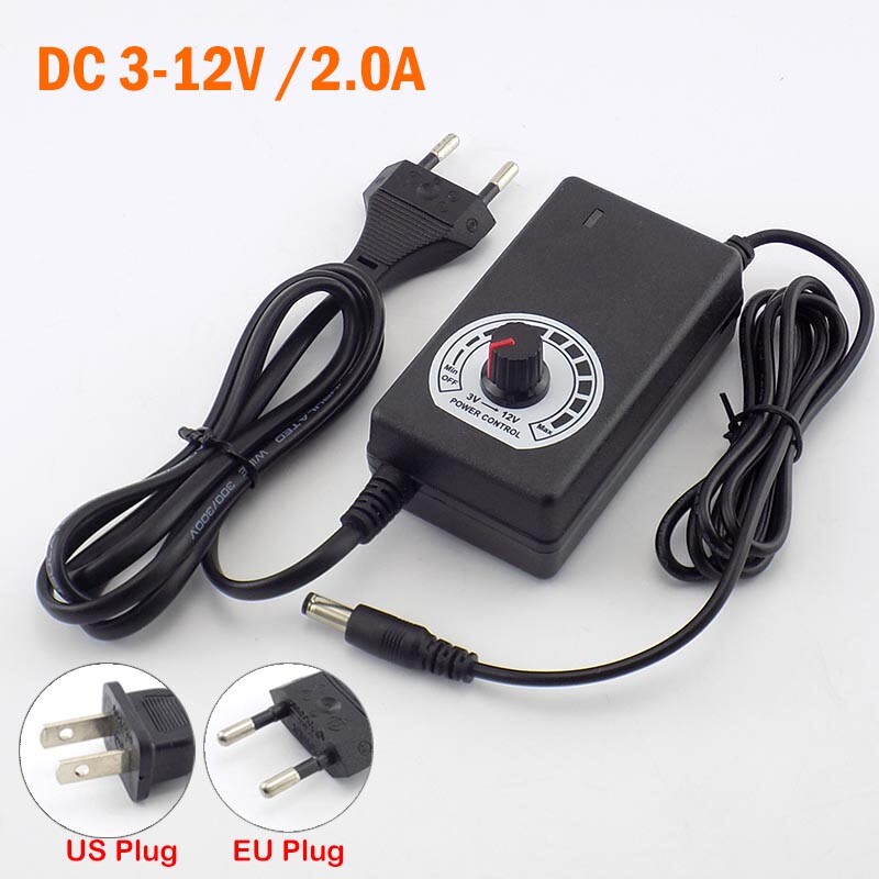 3-12V 2A Adjustable Power Supply AC DC Adapter Charger Voltage Speed ...