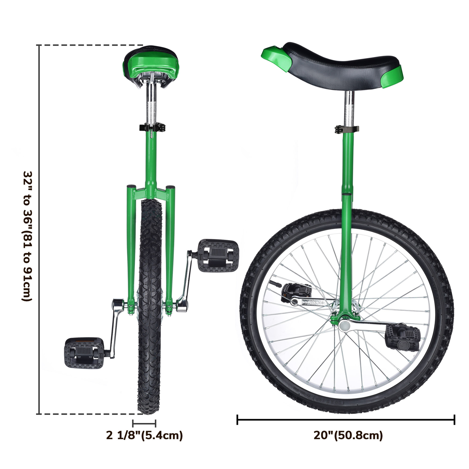 20 Inch Green Unicycle Adjustable Height Leakproof Mountain Tire ...