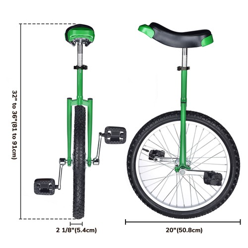 20 Inch Green Unicycle Adjustable Height Leakproof Mountain Tire ...