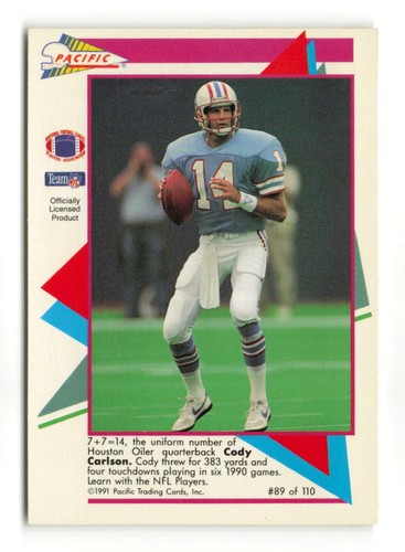 1991 PACIFIC FLASH CARDS #89 CODY CARLSON HOUSTON OILERS | eBay