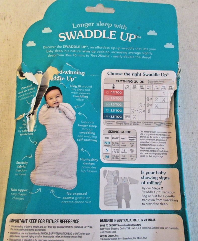 Love To Dream Swaddle Up Medium Sleep Sack Gray Knit NEW In Beat Up Box ...
