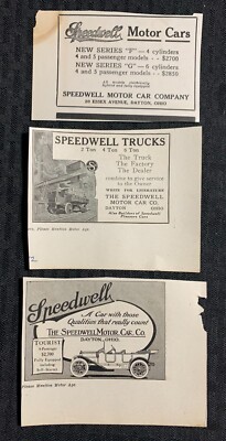 1912 SPEEDWELL MOTOR CO. 4.5x3.5" Automotive Print Ad VG/VG+ Cars ...