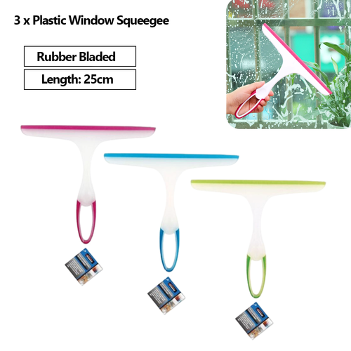 3 x Window Squeegee Rubber Blade Shower Screen Washer Glass Cleaning ...