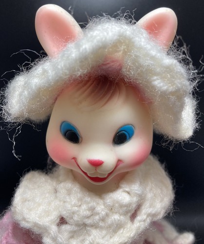 Rushton Rubber Face Rabbit w/Crocheted Hat Dress Vintage | eBay