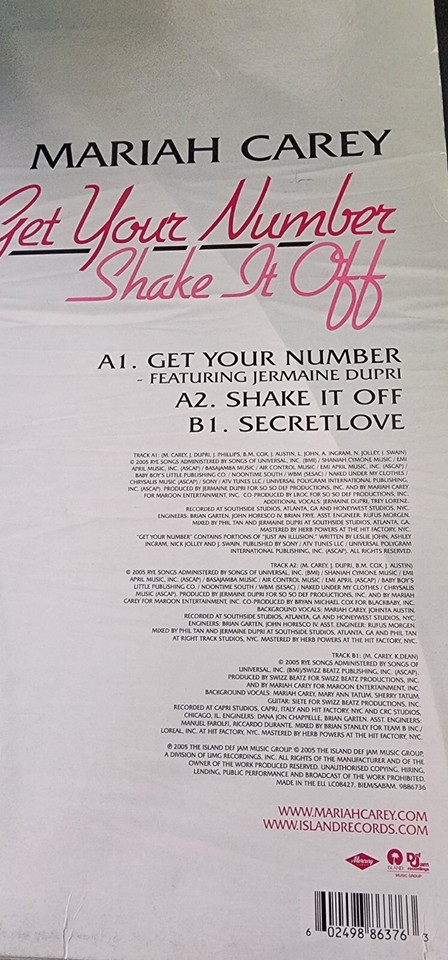 Mariah Carey Get Your Number Shake It Off Single + Bonus Vinyl Record ...