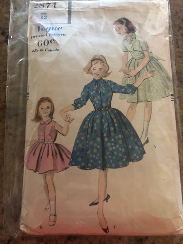 🌺 1960 VOGUE #2874 - GIRLS SHORT-LONG or SLEEVELESS POOF DRESS PATTERN ...