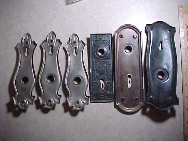 Lot of 6 misc antique door lock plates/hardware-three are matching | eBay