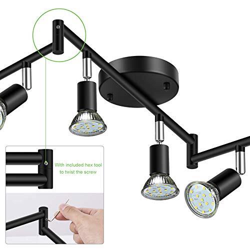 LED 6 Light Track Lighting Kit, Black 6 Way Ceiling Spot Lighting ...