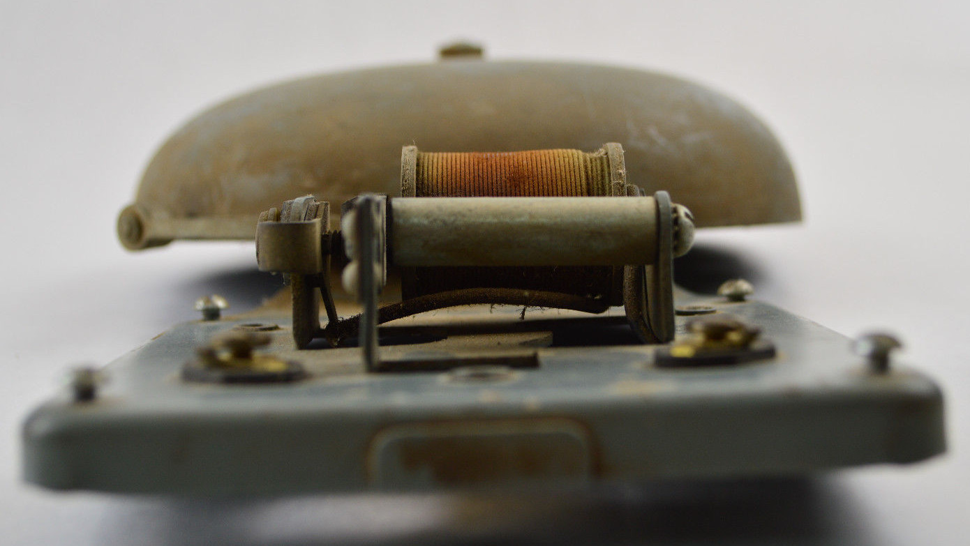 Vintage Metal Warehouse Office Phone Bell Ringer Gray Prop | eBay