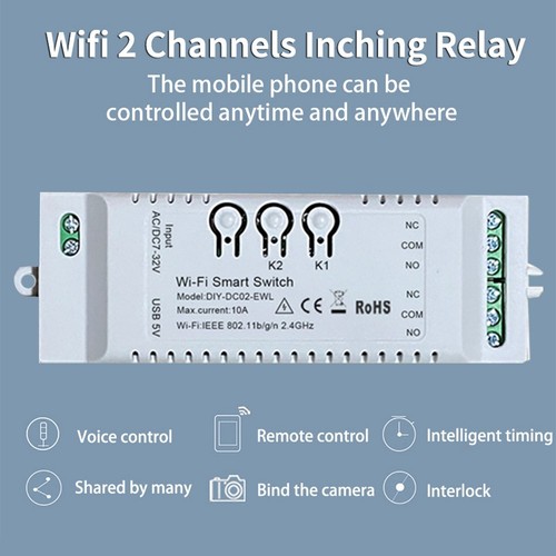 2X(2CH WiFi Switch DIY Timer APP 7-32V USB 5V 2,4G WiFi Home Autom6023 ...