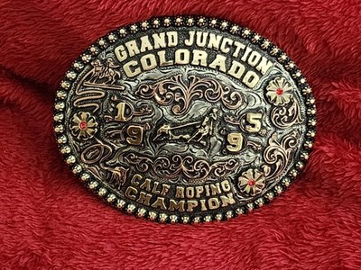 Calf Roping X-Treme Rodeo Champion Trophy Buckle☆Grand Junction Co☆1995 ...