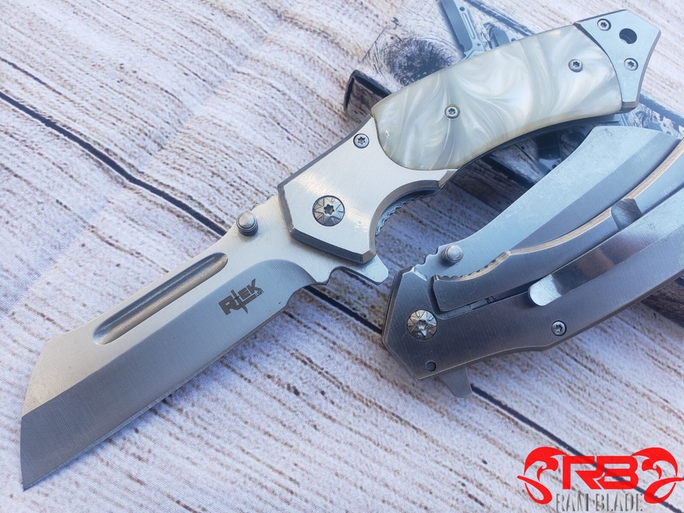 8" Tactical Cleaver Folding Pocket Razor Knife Combat Spring Assisted ...