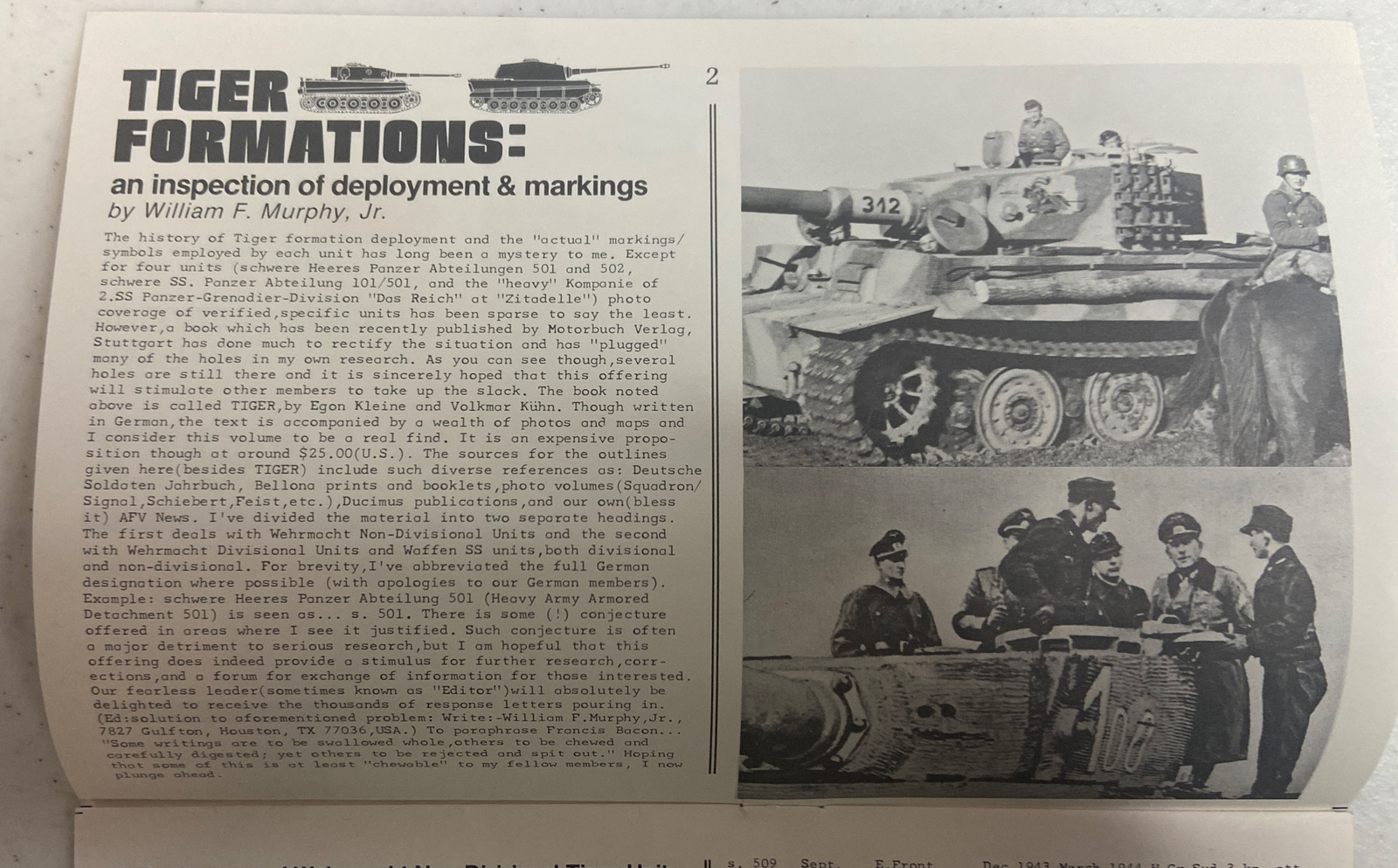 AFV News V14 N3 German Tiger Formations WW2 | eBay