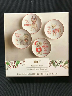Christmas Reindeer Mistletoe Appetizer Plate Set or 4 Pier 1 Imports ...