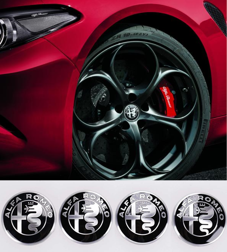 Alfa Romeo 50mm x4 - wheel centre hub caps - BLACK, RED, SILVER, GOLD ...